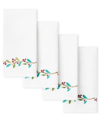 Fiesta Holly Sprig Holiday Border Napkins, Set of 4 - Macy's