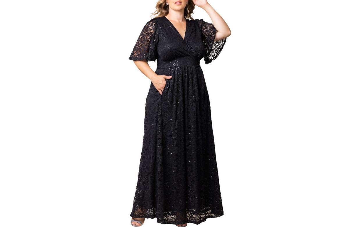 Click here for Kiyonna Plus Size Luminous Sequin Lace Evening Gow... prices
