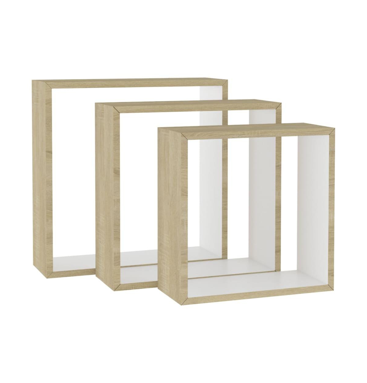 Click here for vidaXL Wall Cube Shelves 3 pcs White and Sonoma Oa... prices