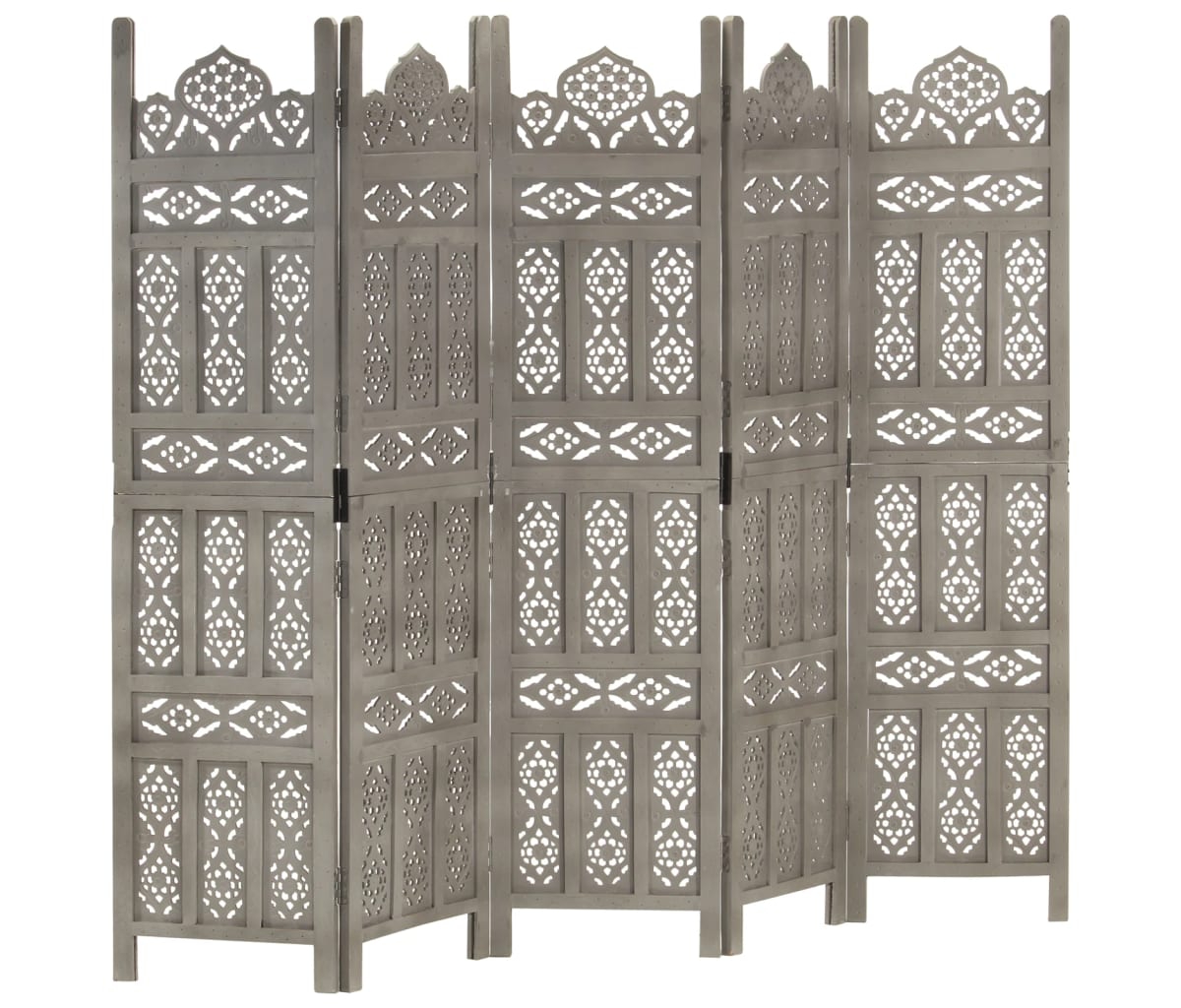 Click here for vidaXL Hand carved 5-Panel Room Divider Gray 78.7x... prices