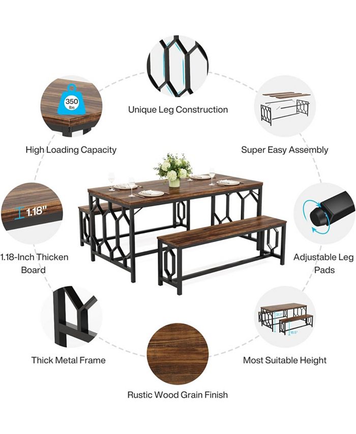Tribesigns 55-Inch Large Dining Table Set for 4 to 6, Kitchen Breakfast ...