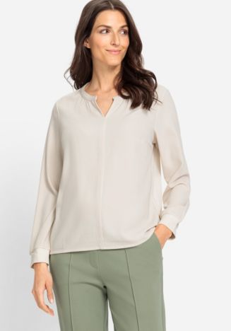 Olsen Women's Split Neck Mixed Media Blouse - Macy's