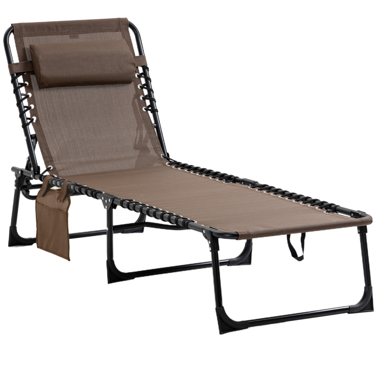 Click here for Folding Reclining Outdoor Lounger with Pillow - Br... prices