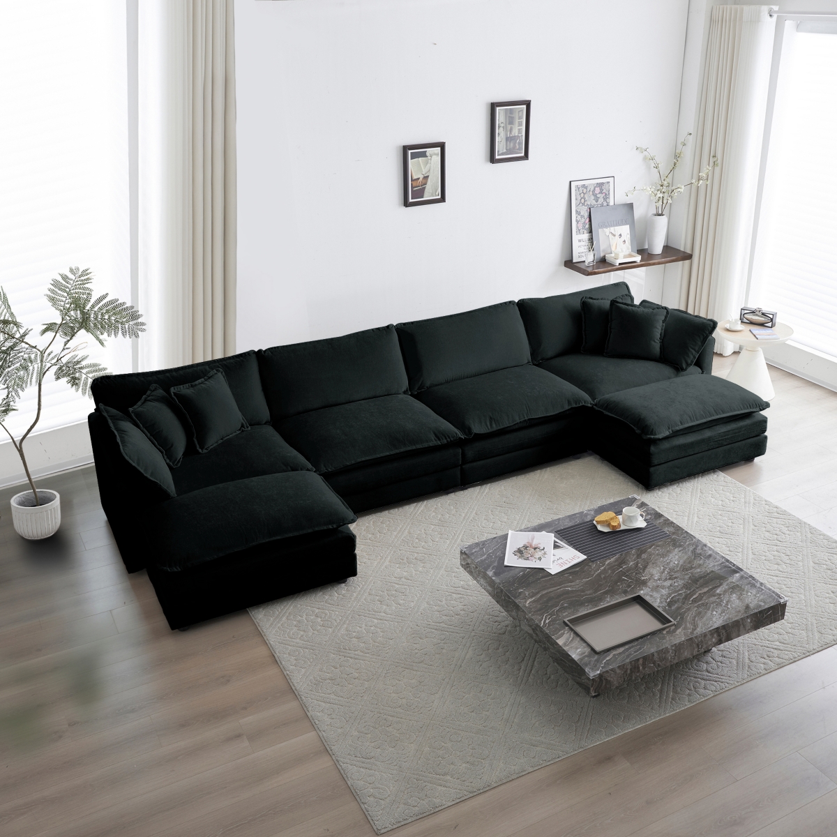 Click here for Streamdale Furniture U-Shape Chenille Sofa with Re... prices
