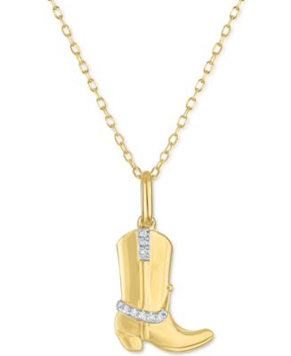 Diamond Accent Cowboy Boot Pendant Necklace in 14k Gold-Plated Sterling ...