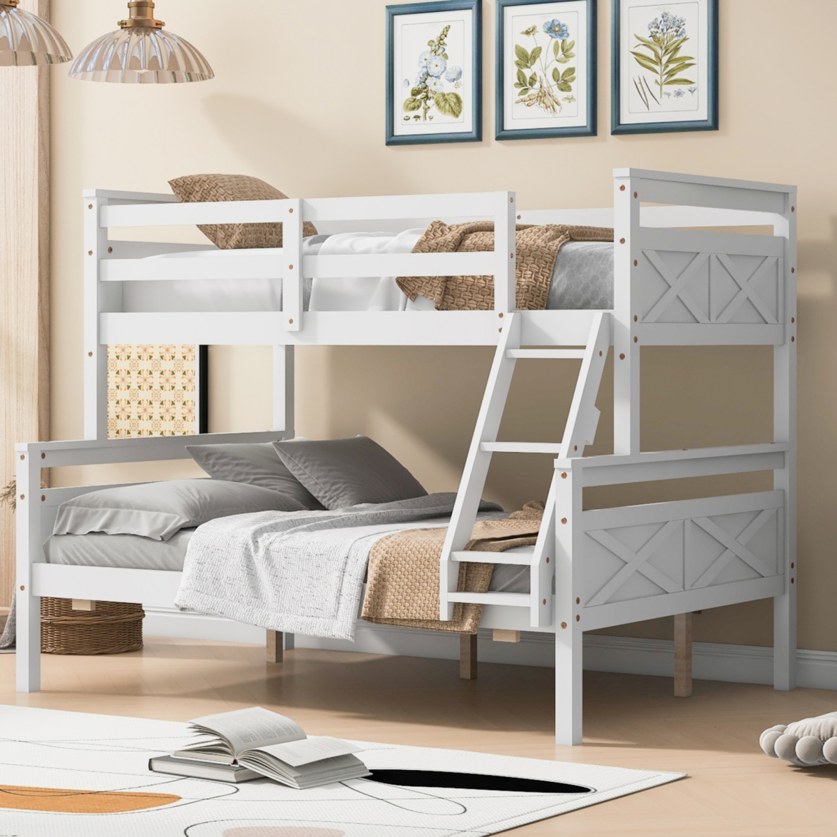 Click here for Streamdale Twin/Full Bunk Bed with Guardrail  Gray... prices