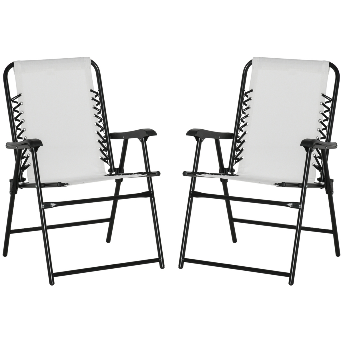 Click here for Patio Folding Sling Chairs with Armrests - White prices