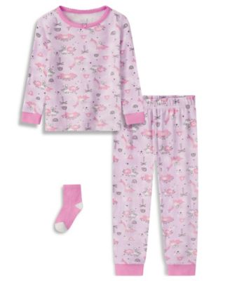 Max & Olivia Baby and Toddler Girl Snug Fit 3-Piece Pajama Set - Macy's