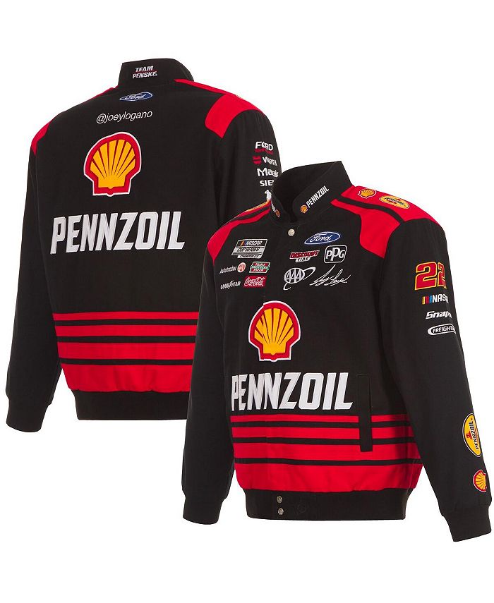 JH Design Men's Black Joey Logano Shell Pennzoil Twill Driver Uniform ...
