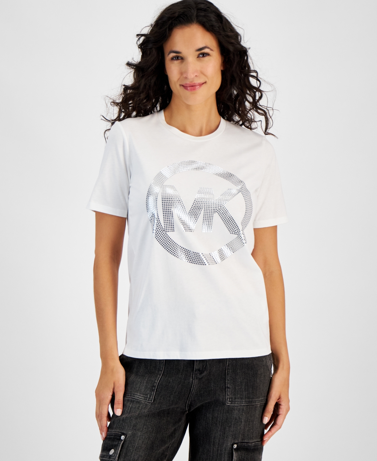 Michael Kors Michael Michael Kors Women s Foil Logo T Shirt Rhubarb Smart Closet