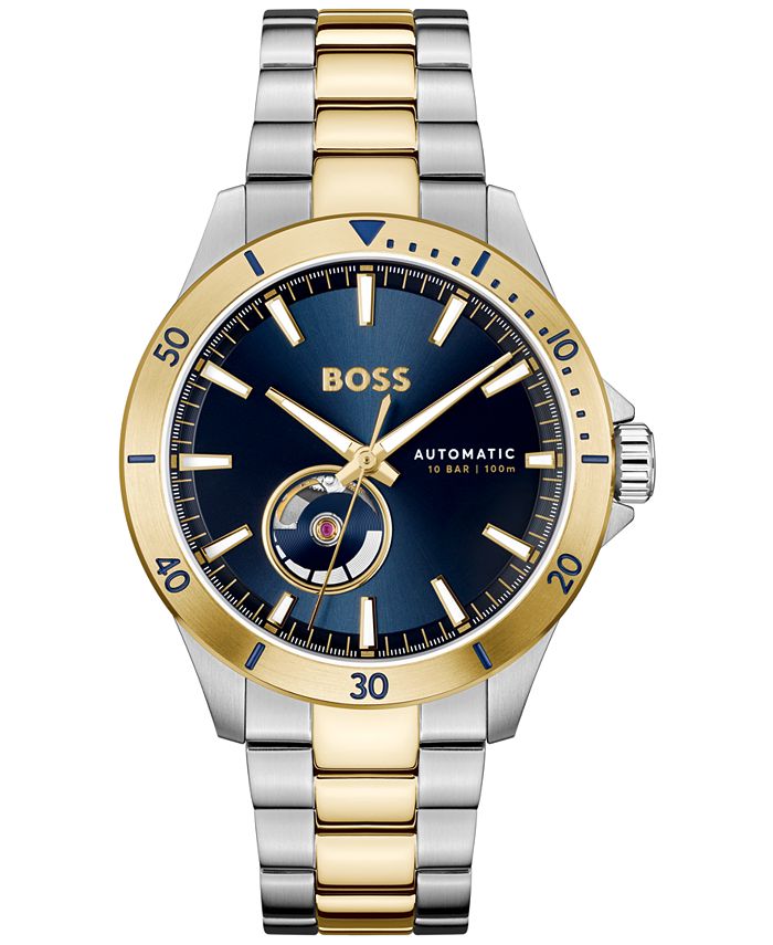 Hugo Boss Men's Troper Auto Mech-Automatic Two Tone Stainless Steel ...