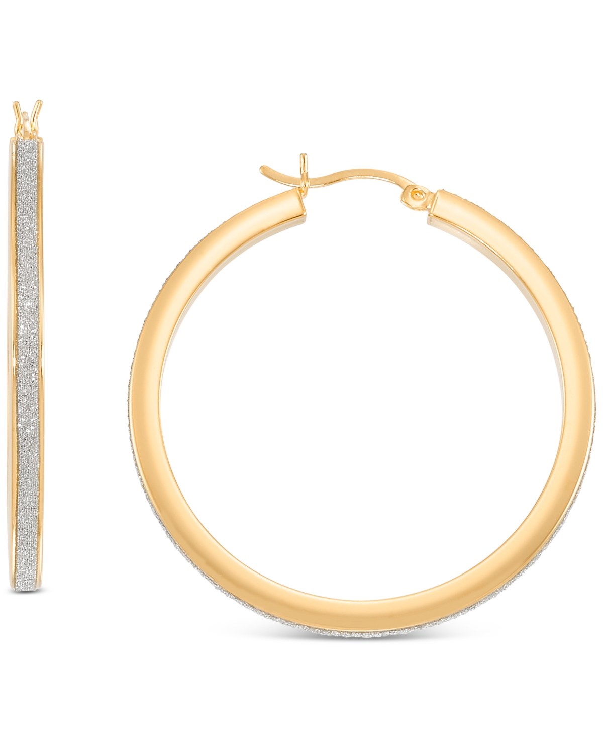 Click here for Glitter Medium Hoop Earrings in 14k Gold-Plated St... prices