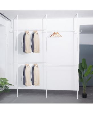 Simplie Fun Double Garment Rack: Adjustable, Heavy Duty Clothes Hanging ...