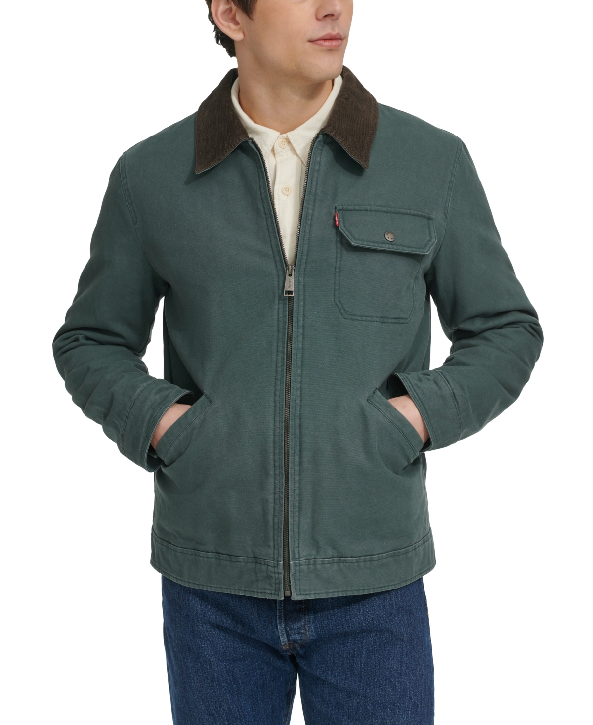 Click here for Levis Mens Cotton Canvas Zip-Front Utility Jacket... prices