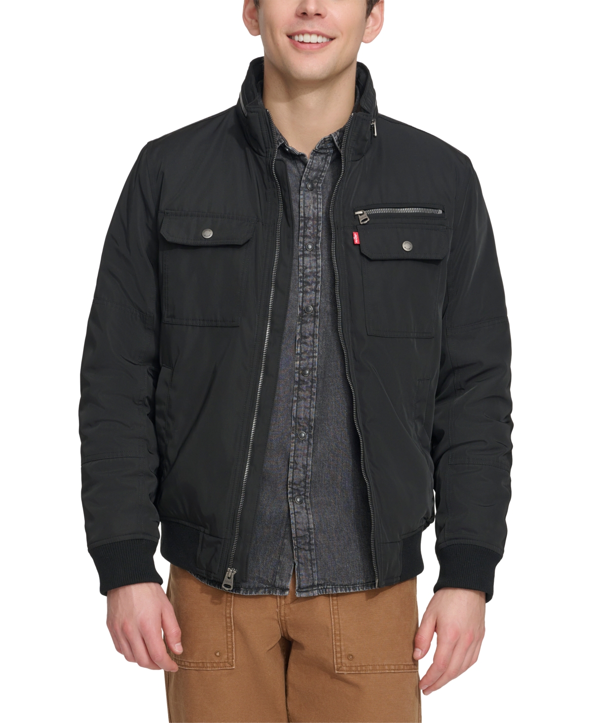 Click here for Levis Mens Twill Stand-Collar Jacket - Black prices
