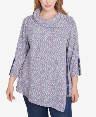 Ruby Rd. Plus Size Split Cowl Neck Speckled Chenille Asymmetric Knit ...