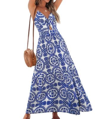 CUPSHE Women's Ornate Diamond Neck Twist & Keyhole Maxi Beach Dress ...