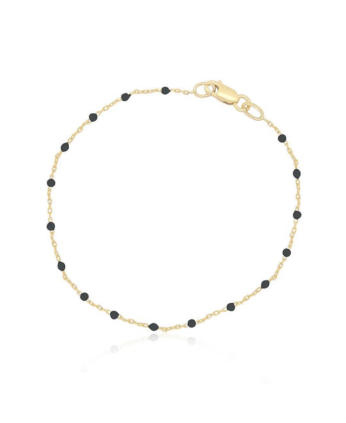 The Lovery Black Bead Bracelet 14K Gold - Macy's