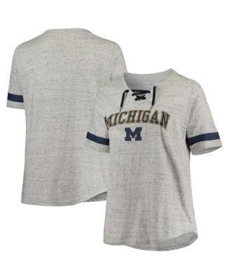 Profile Women's Heathered Gray/Navy Michigan Wolverines Plus Size Lace ...