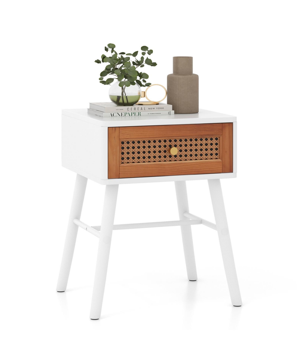 Click here for Rattan Nightstand Mid Century Modern Accent Table... prices