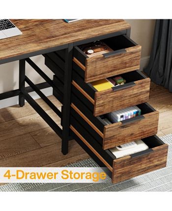 Tribesigns Computer Desk with 4 Drawers, 47 Inches Home Office Desk ...