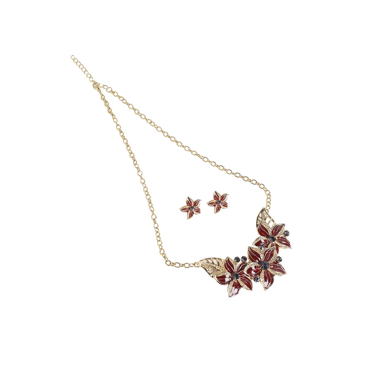 Click here for Sohi Womens Enamel Flora Jewellery Set - Red prices