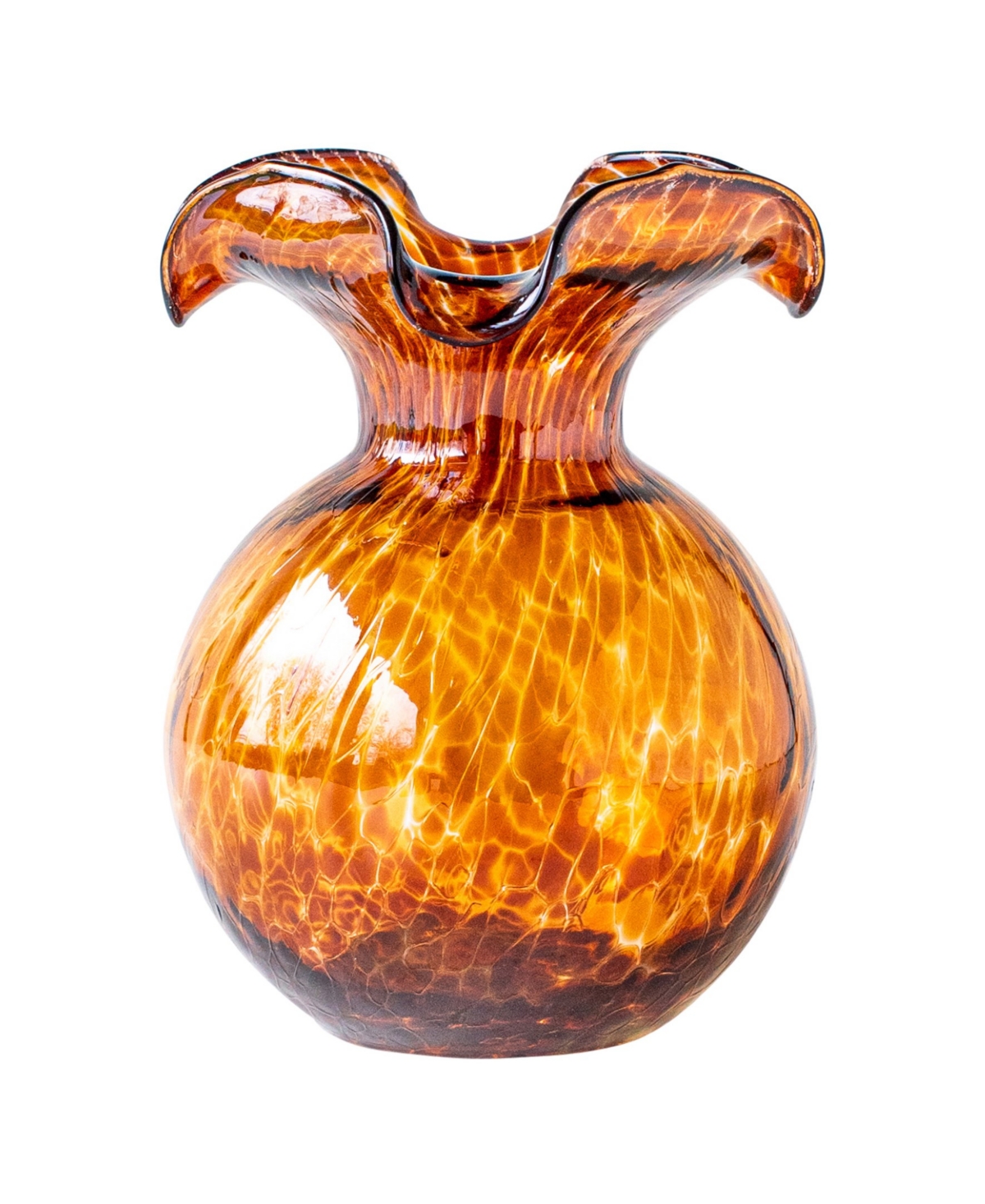 Click here for Vietri Hibiscus Glass Small Fluted Vase - Tortoise... prices
