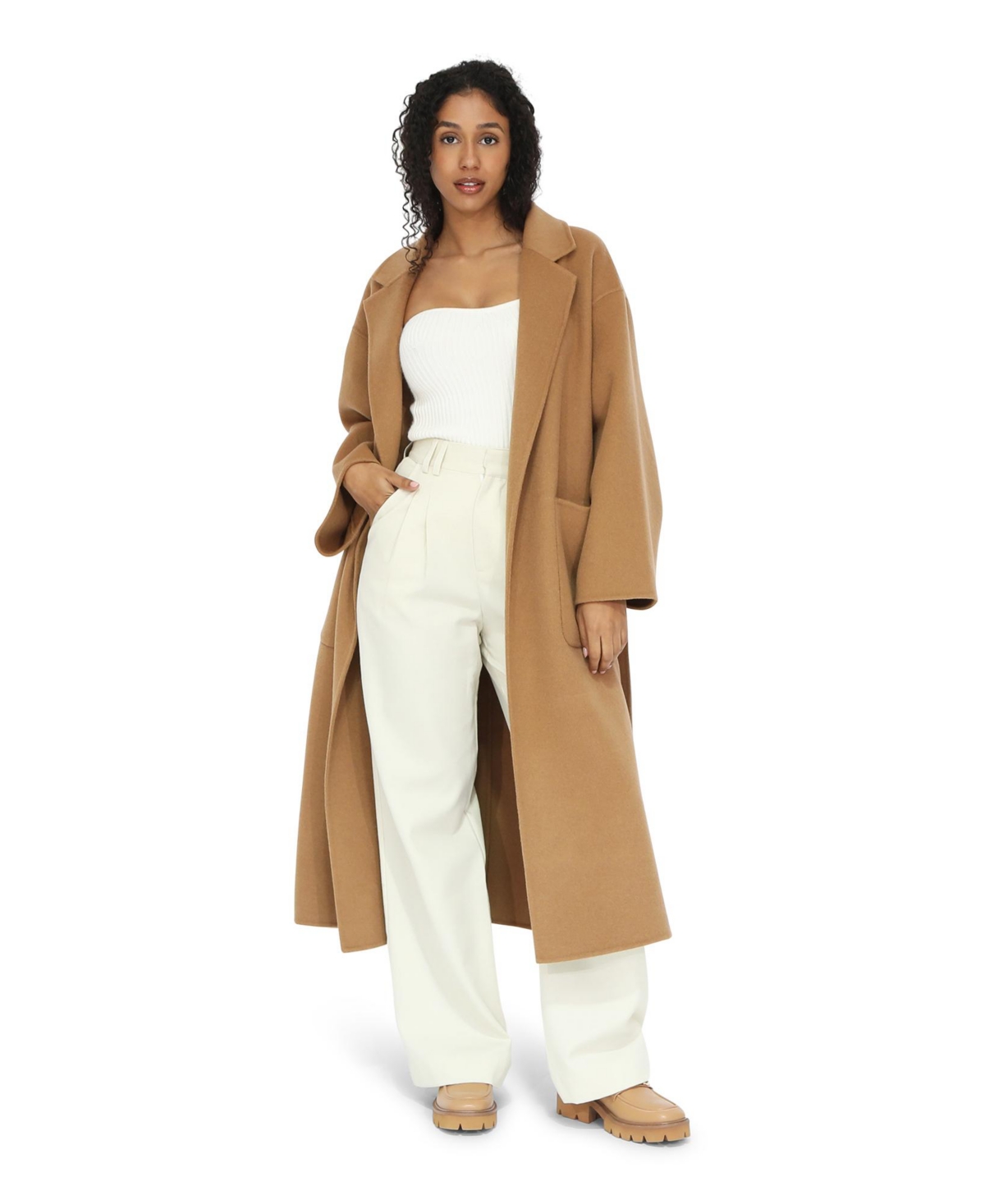Click here for Belle & Bloom Womens Wide Awake Split Hem Overcoat... prices