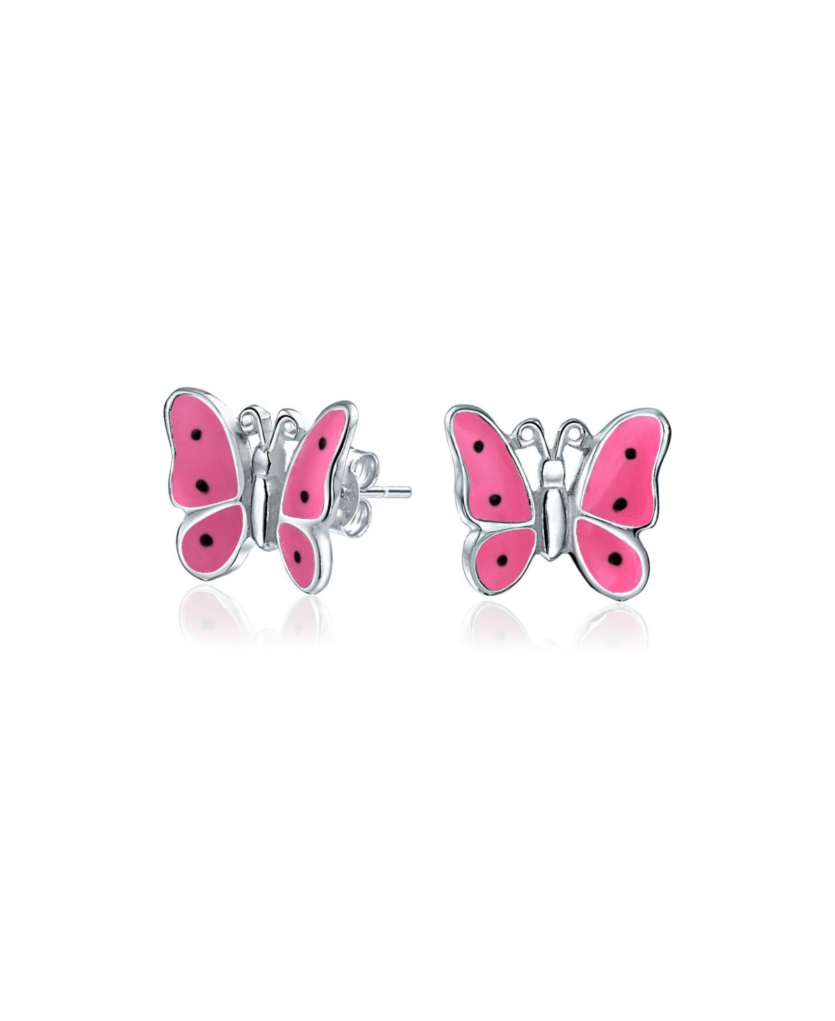Click here for Bling Jewelry Tiny Pink Enamel Butterfly Stud Earr... prices