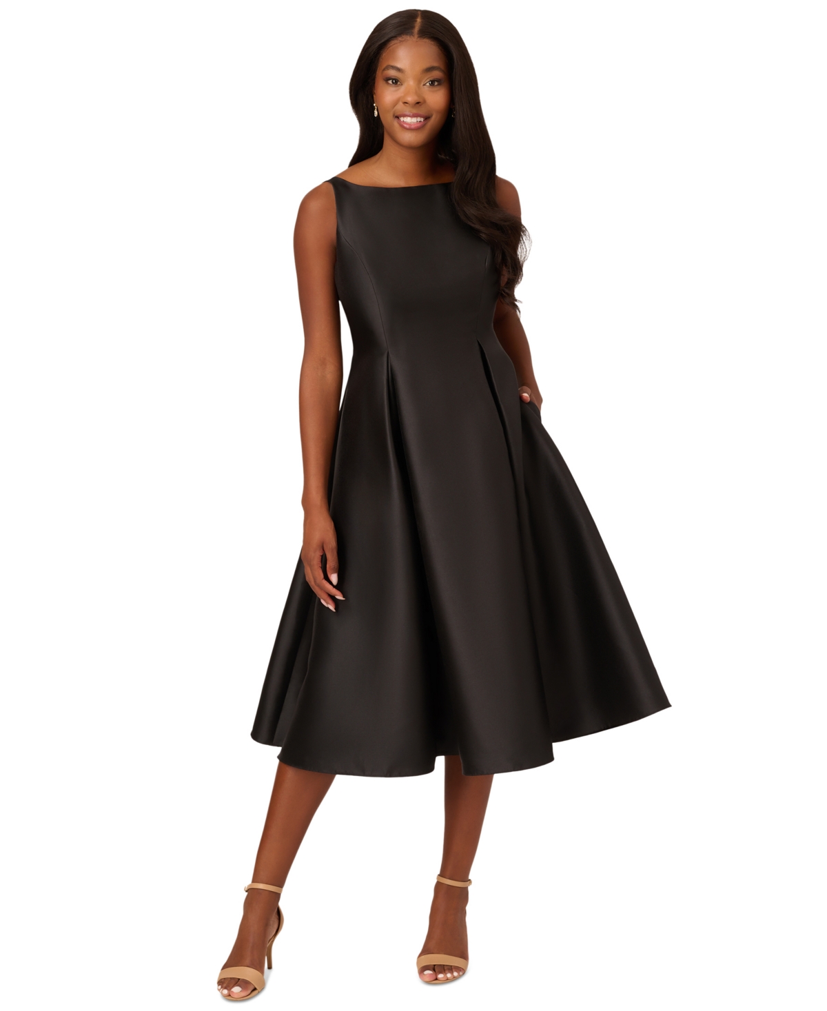 Click here for Adrianna Papell Boat-Neck A-Line Dress - Black prices