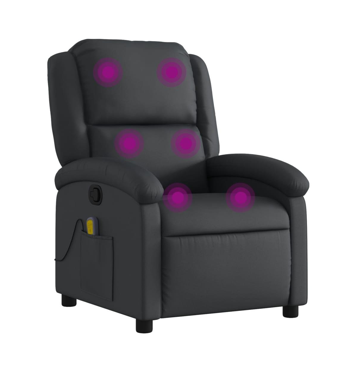 Click here for Massage Recliner Chair Black Real Leather - Black prices