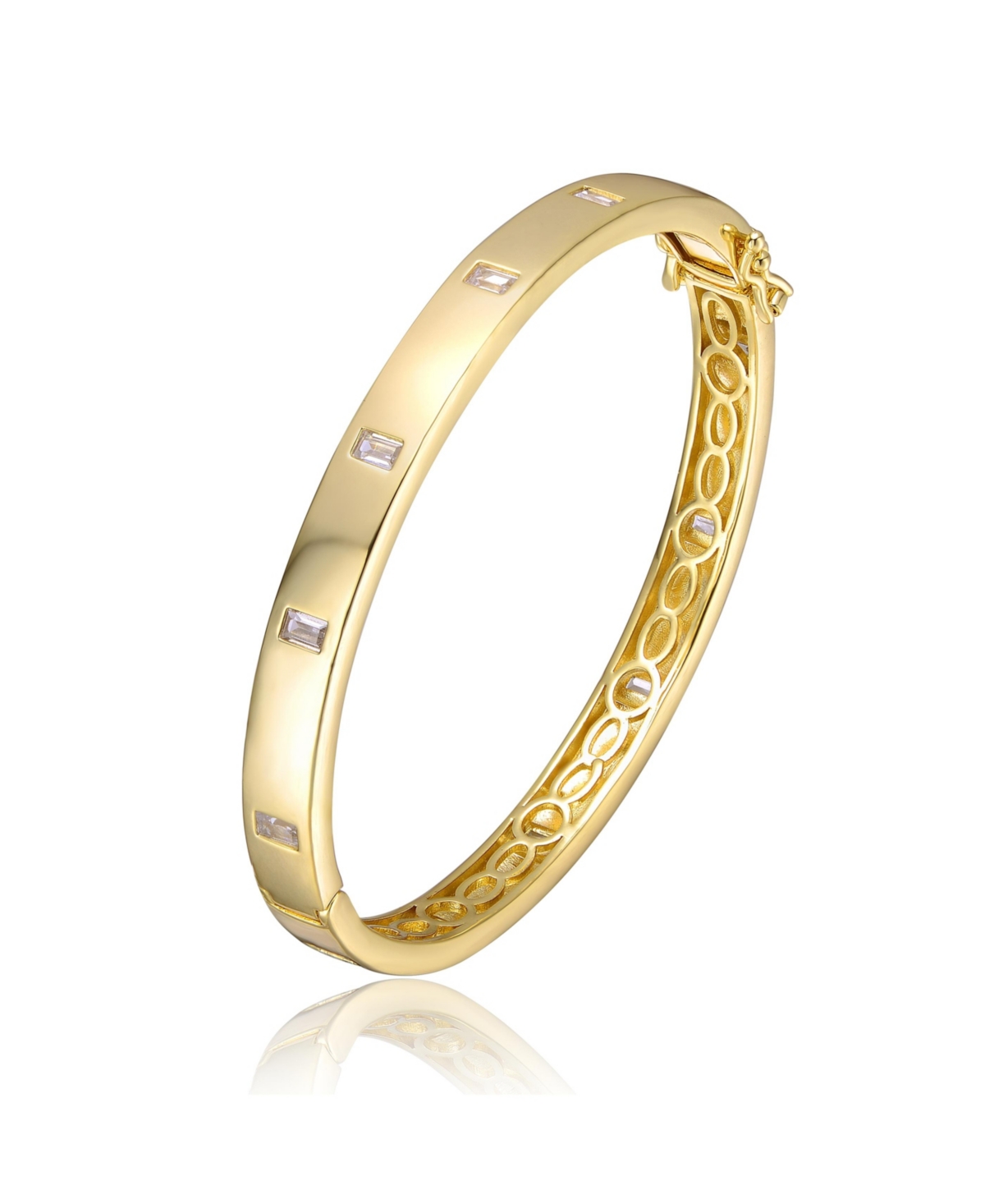 Click here for 14K Gold Plated Bezel Set Cubic Zirconia Bangle Br... prices