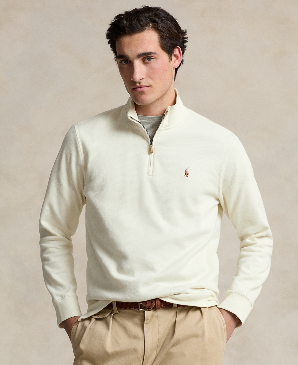 Click here for Polo Ralph Lauren Mens Estate-Rib Cotton Quarter-Z... prices