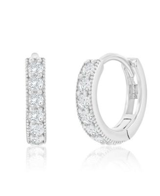 Simona Sterling Silver Small 13mm CZ Hoop Earrings - Macy's