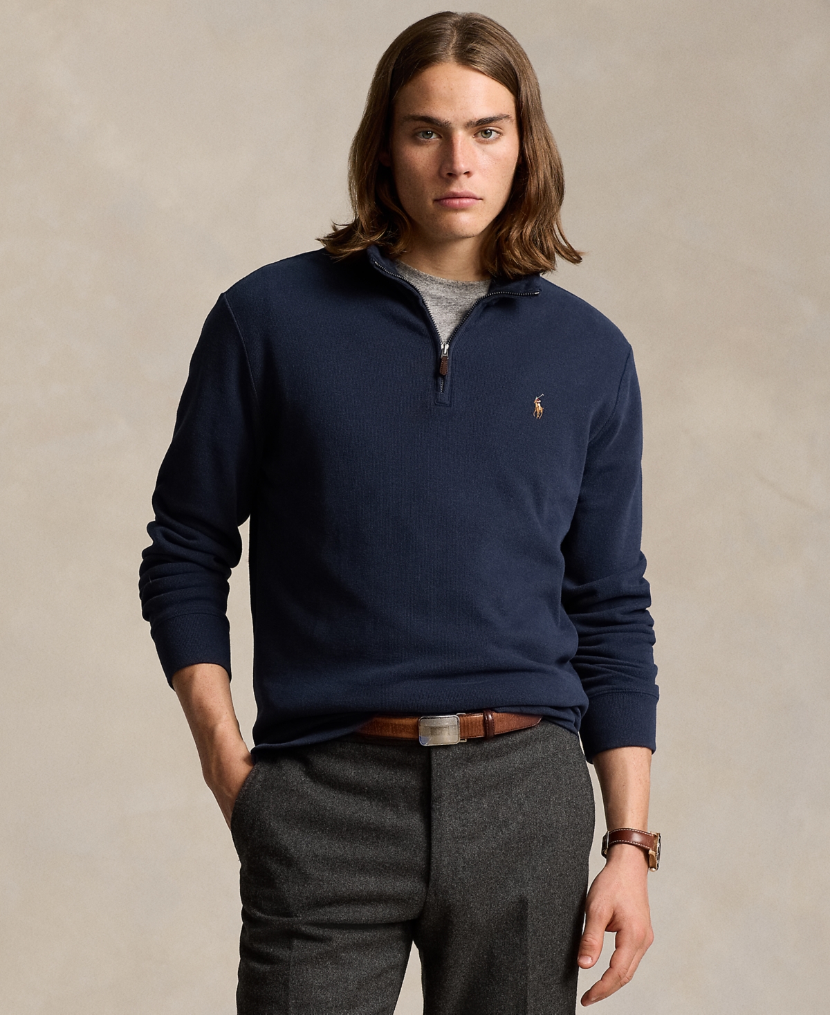Click here for Polo Ralph Lauren Mens Estate-Rib Cotton Quarter-Z... prices