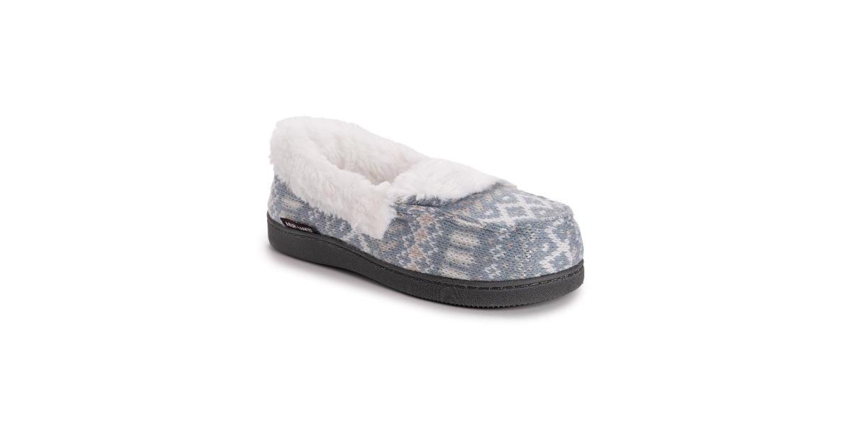 Click here for Muk Luks Womens Anais Moccasin Slippers - Silver f... prices