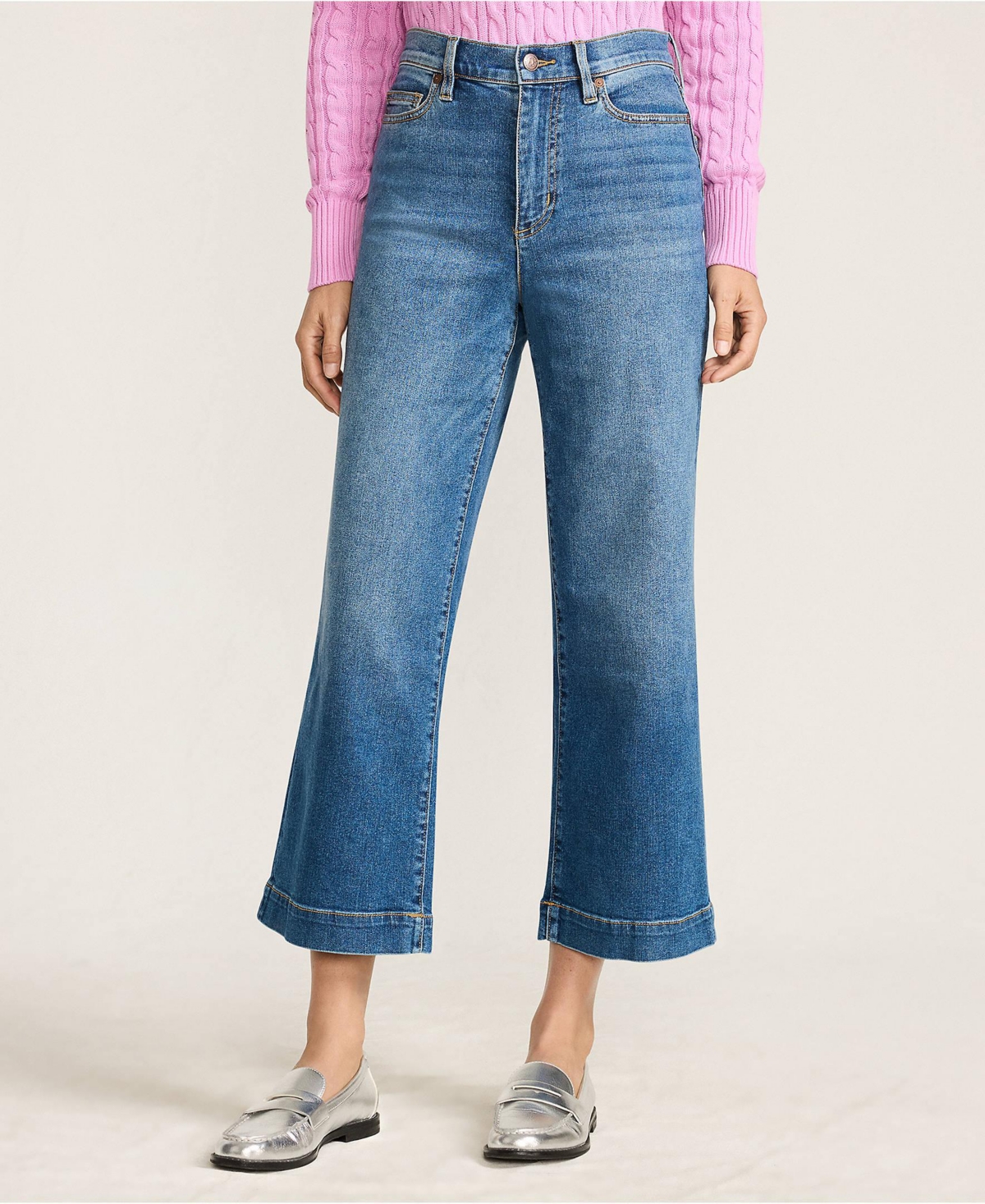 Click here for Lands End Petite Recover Denim High Rise Wide Leg... prices