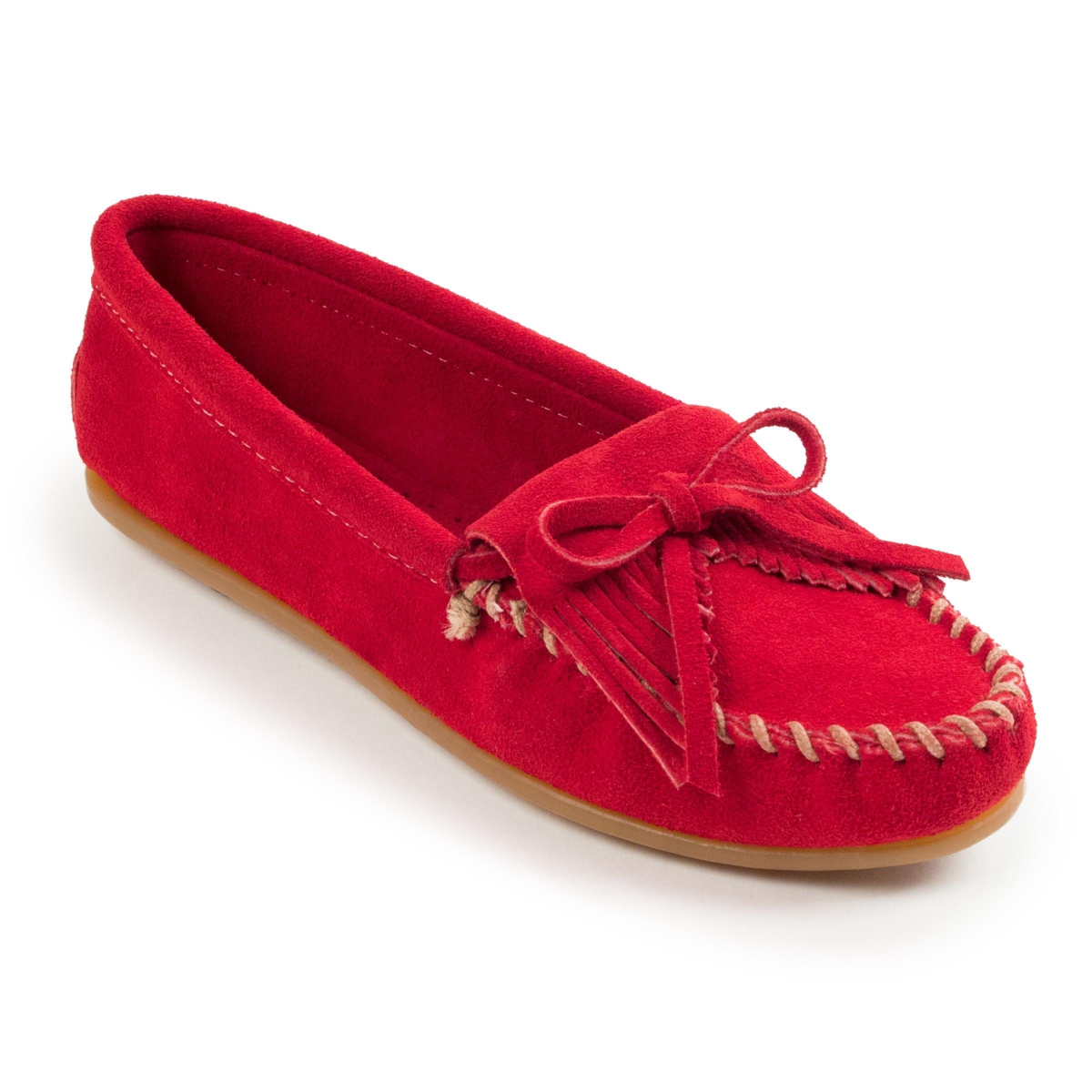 Click here for Minnetonka Womens Kilty Hardsole Moccasin - Red prices