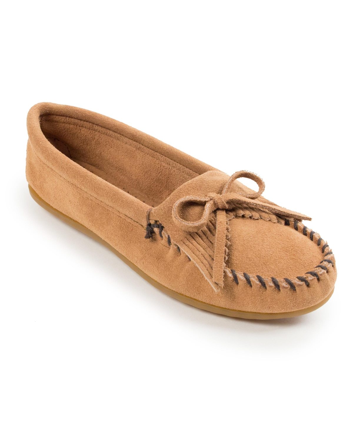 Click here for Minnetonka Womens Kilty Hardsole Moccasin - Taupe prices