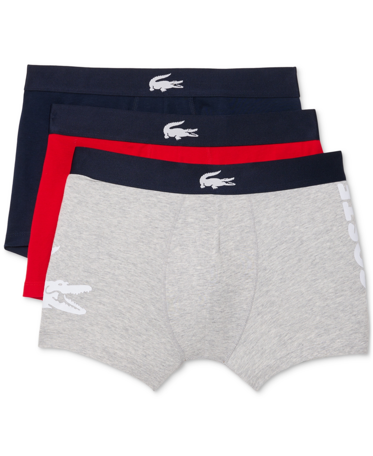 Click here for Lacoste Mens 3-Pack Regular Fit Big Croc Logo Boxe... prices