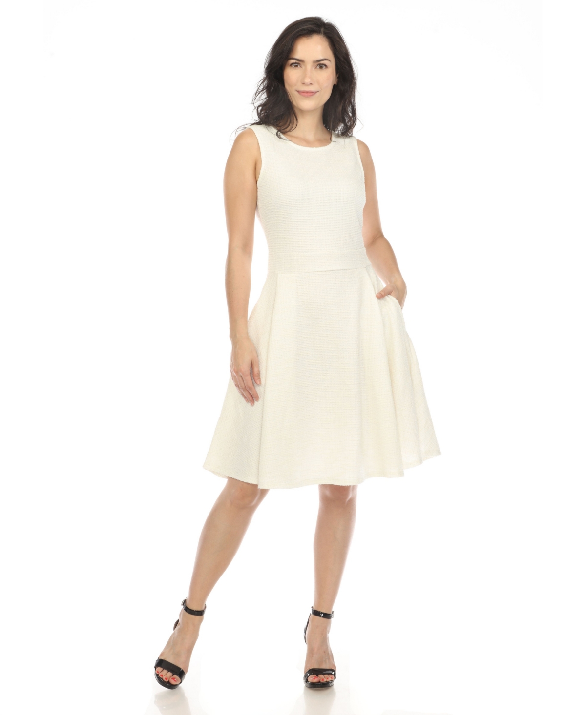 Click here for White Mark Womens Tweed Fit and Flare Dress - Whit... prices