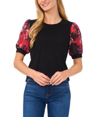 CeCe Women's Floral Puff-Sleeve Blouse - Macy's