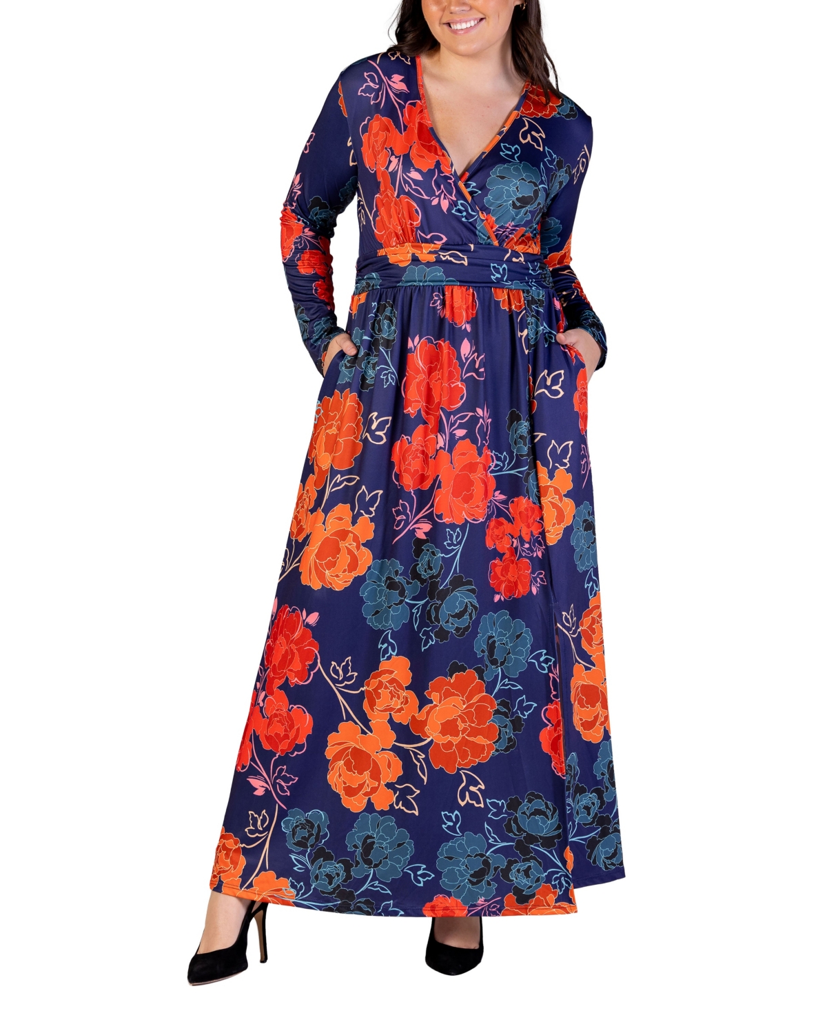 Click here for 24seven Comfort Apparel Plus Size Floral Long Slee... prices