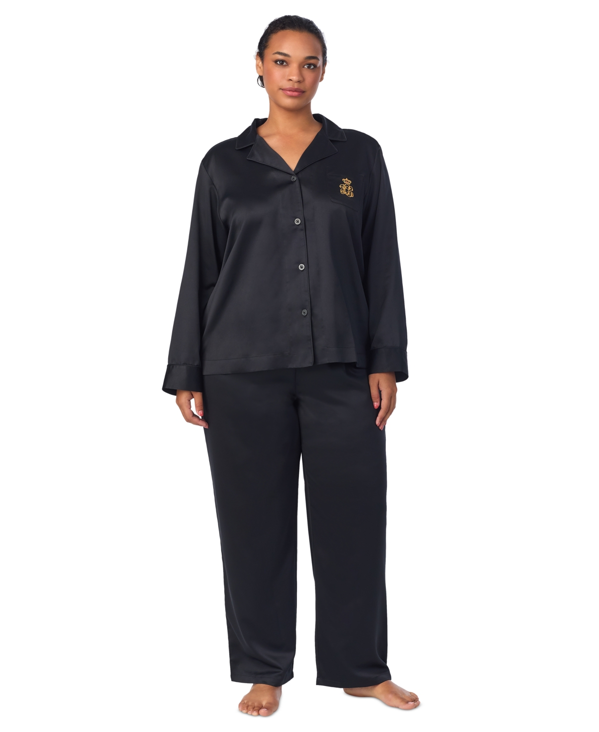 Click here for Lauren Ralph Lauren Plus Size Satin Notched-Collar... prices