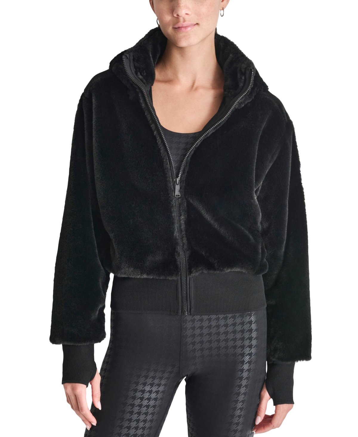 Click here for Dkny Sport Womens Faux-Fur Zip-Front Bomber Jacket... prices