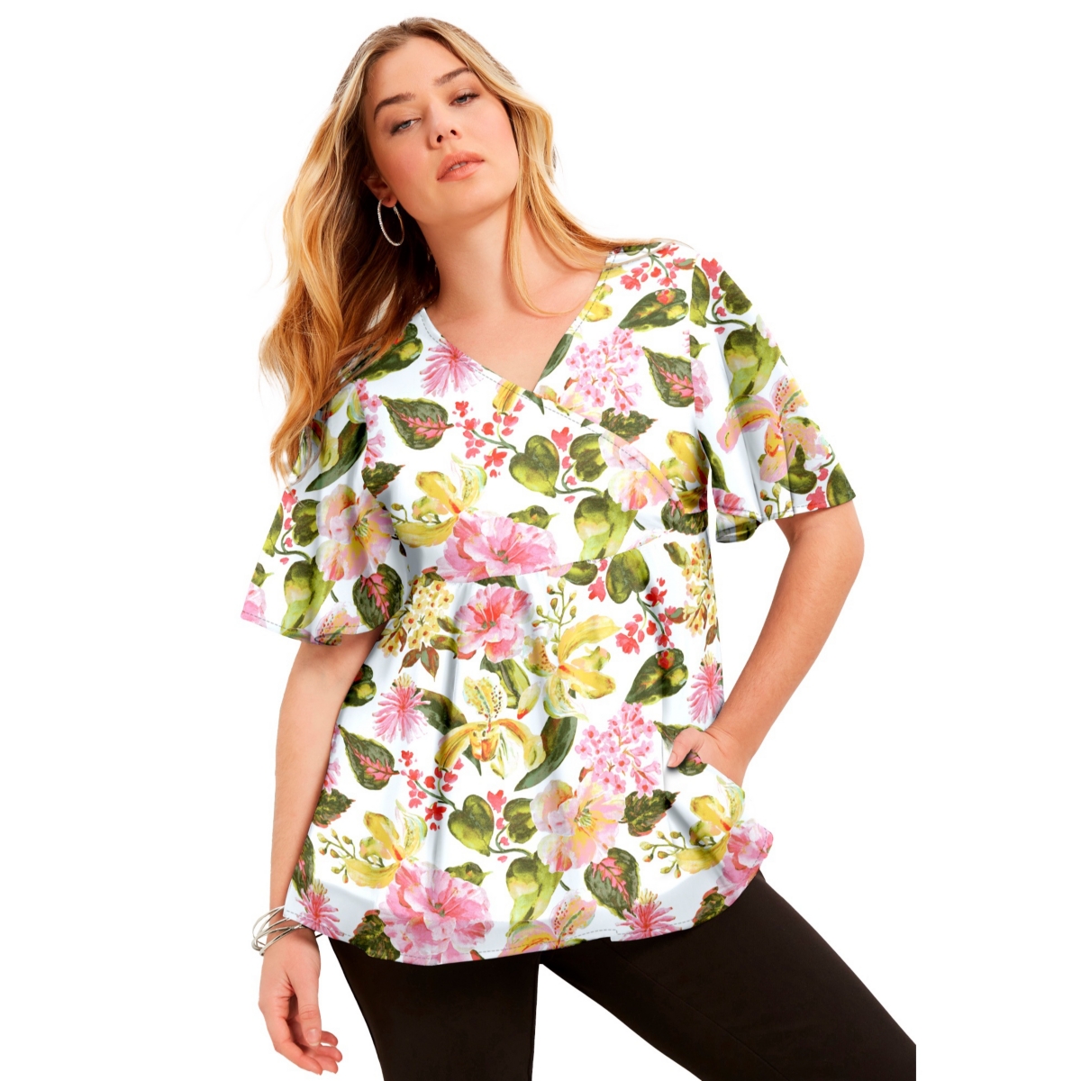 Click here for June + Vie Womens Plus Size Faux Wrap Fit-And-Flar... prices