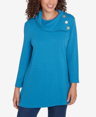 Ruby Rd. Petite Split Cowl Neck Solid Textural Knit Top - Macy's