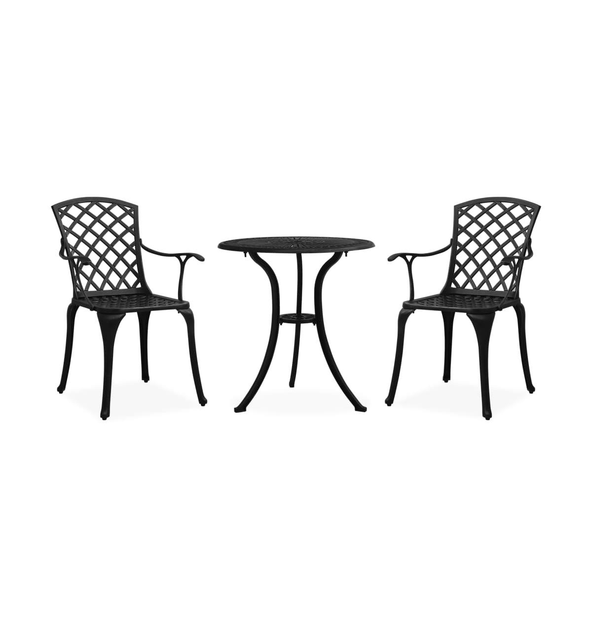 Click here for vidaXL 3 Piece Bistro Set Cast Aluminum Black - Bl... prices