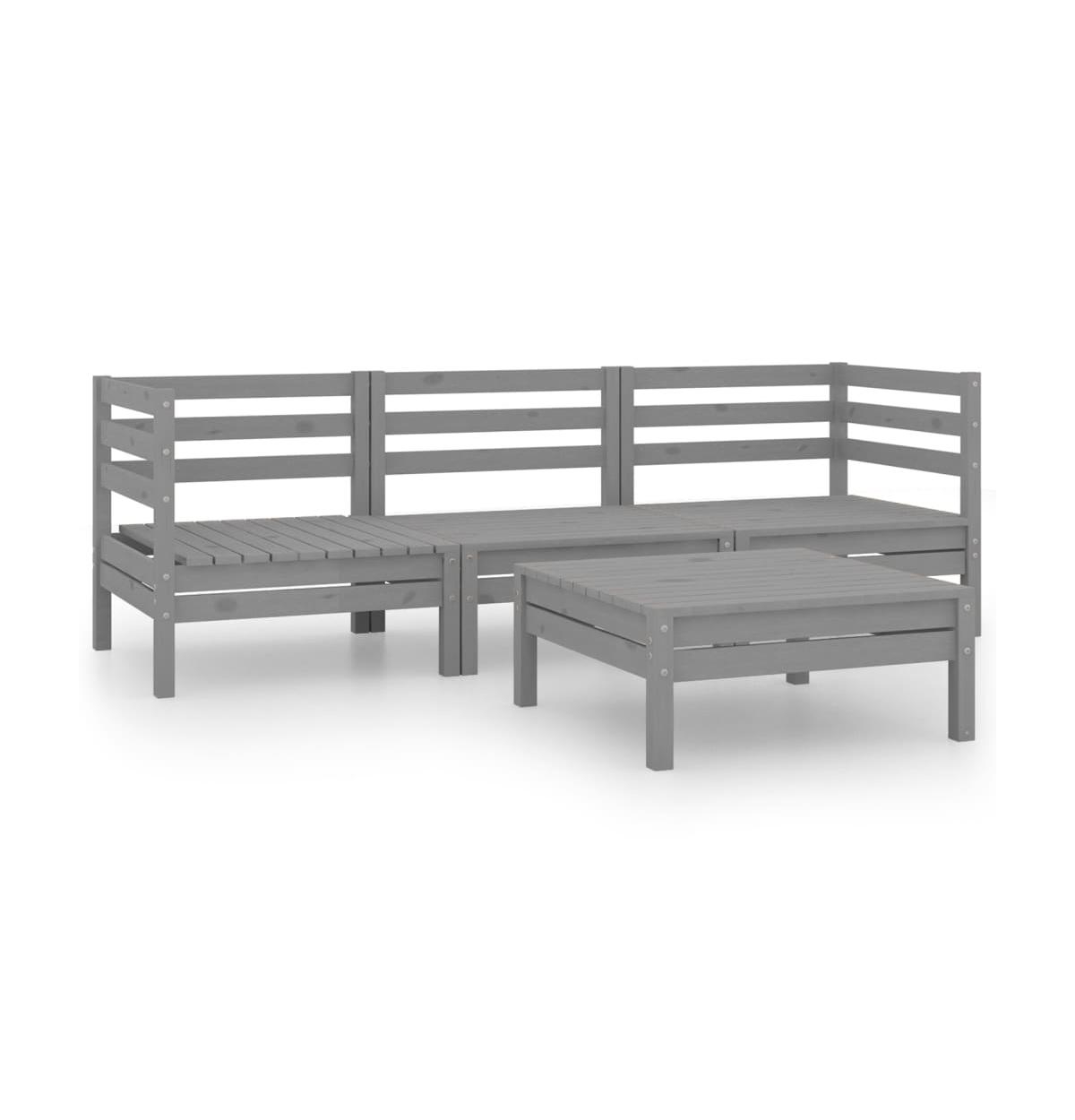 Click here for vidaXL 4 Piece Patio Lounge Set Gray Solid Wood Pi... prices