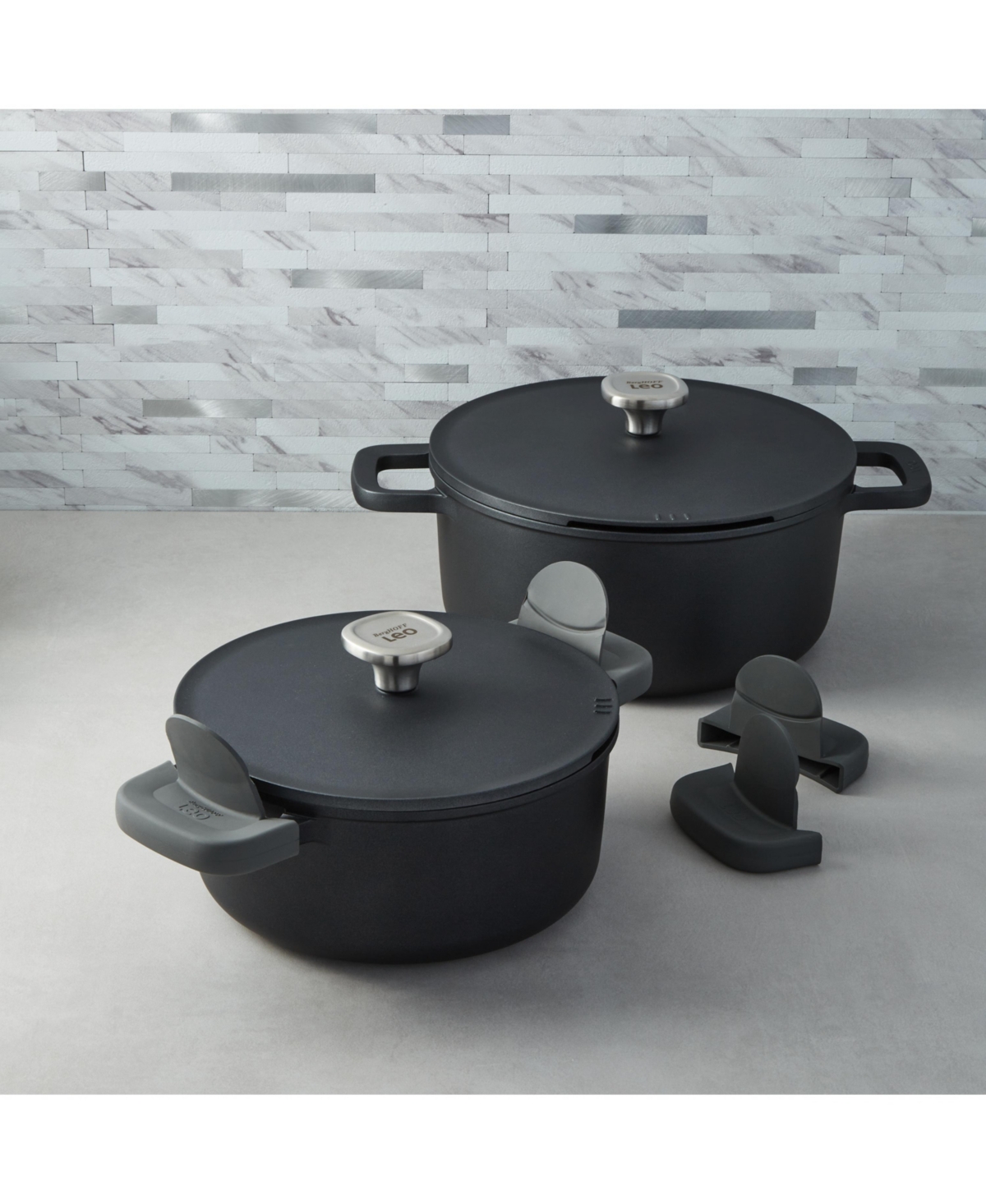 BergHOFF Leo Phantom 4pc Nonstick Ceramic Stockpot Set  Recycled - Black
